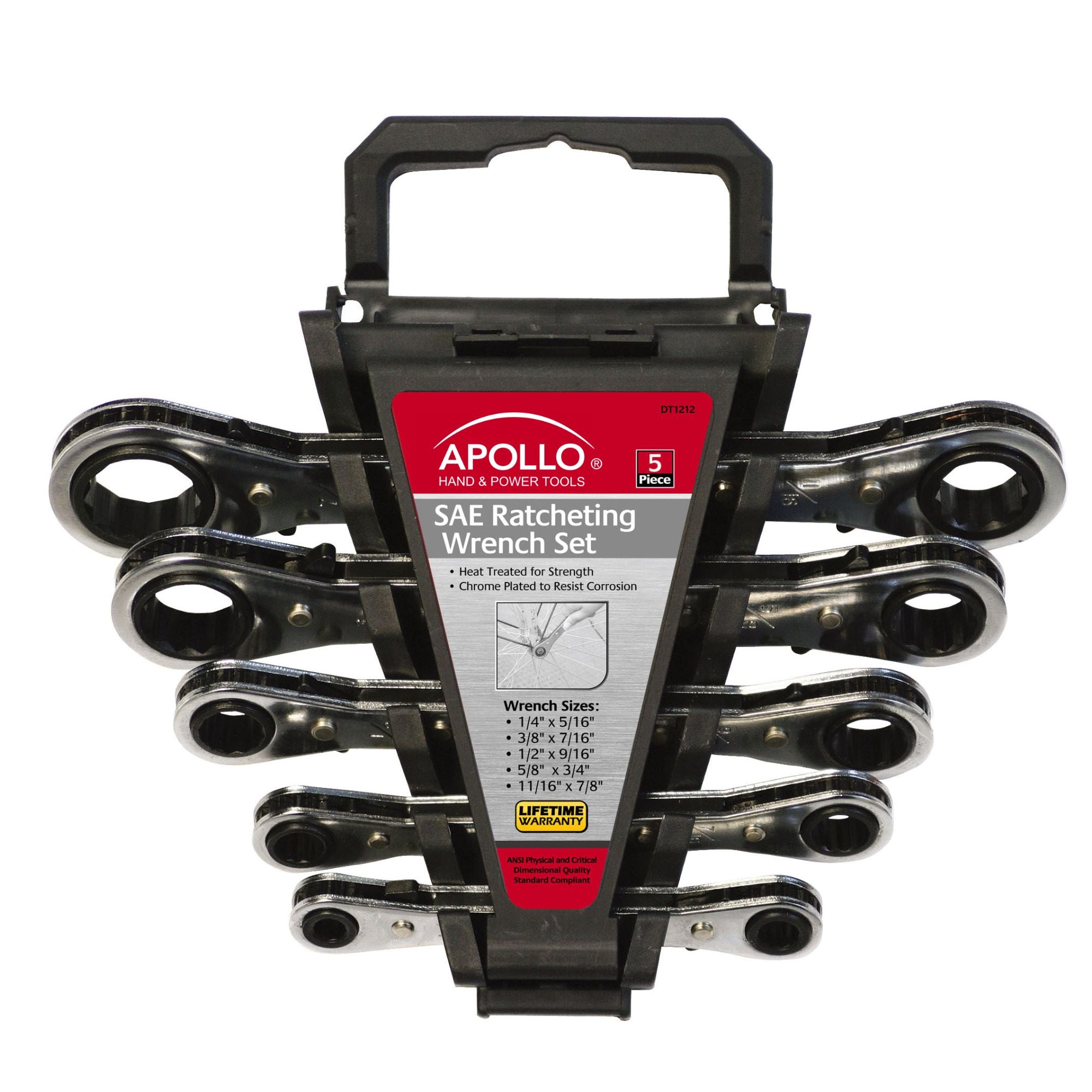 Apollo Tools 5 Piece SAE Ratcheting Wrench Set - DT1212 – SpadezStore