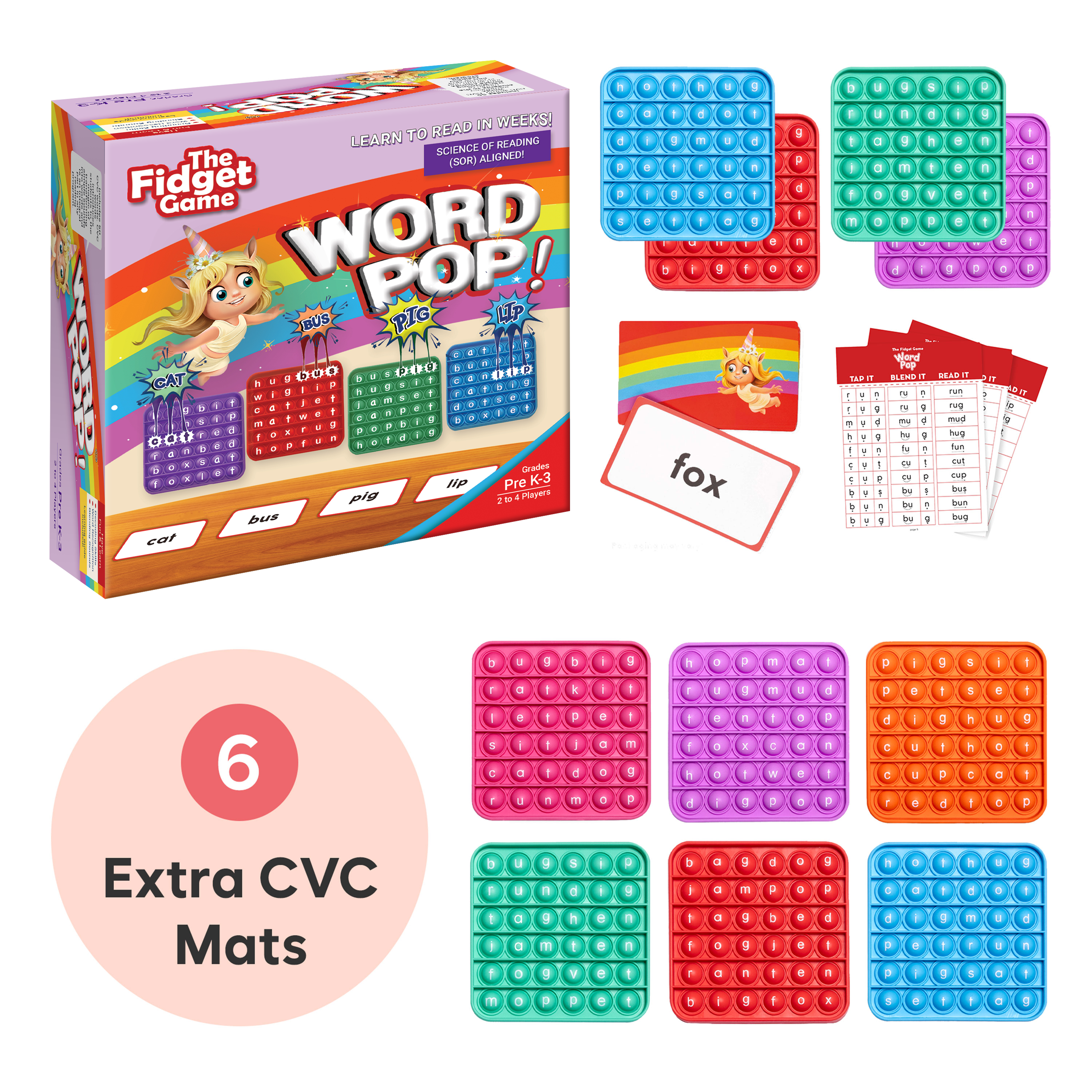 The Fidget Games Word Pop + Extra CVC Mats – SpadezStore