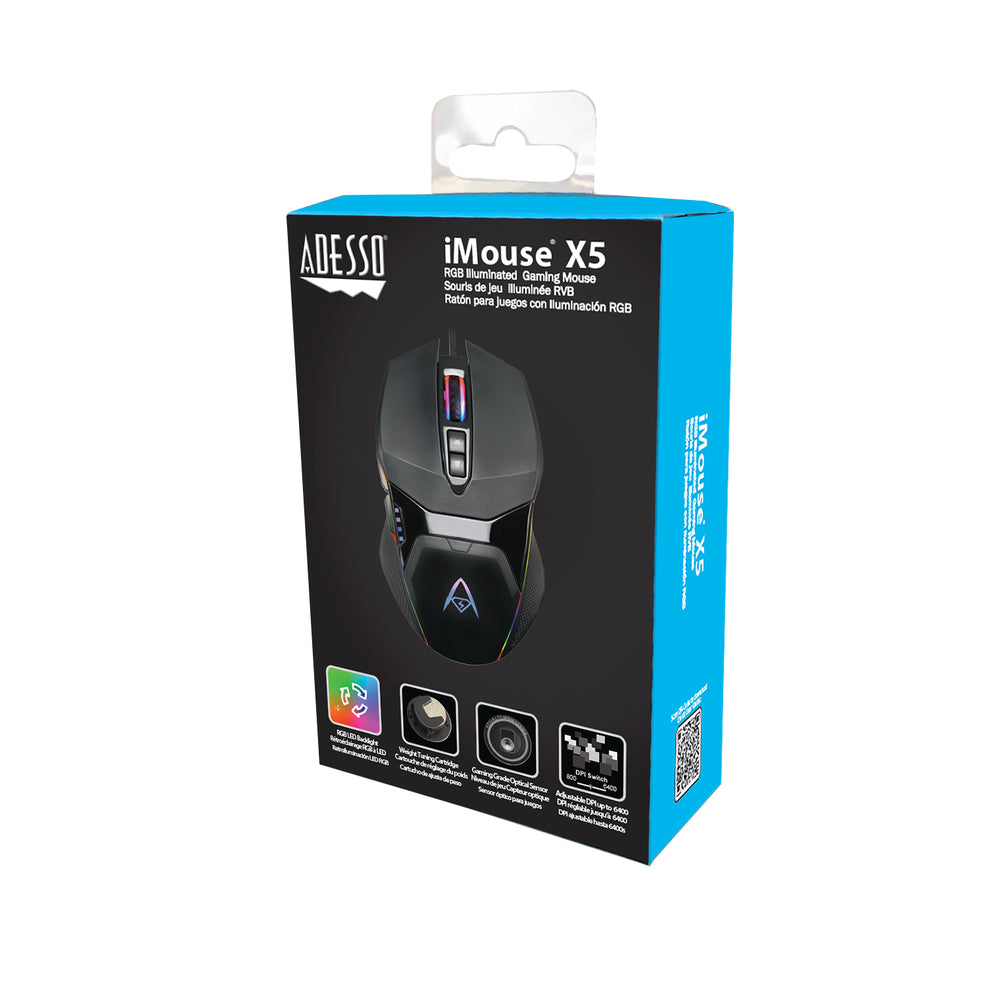 Adesso iMouse X5 RGB color 7-button illuminated gaming mouse – SpadezStore